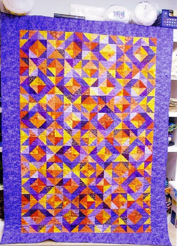 Purple-Orange HST – Making Scrap Quilts from Stash